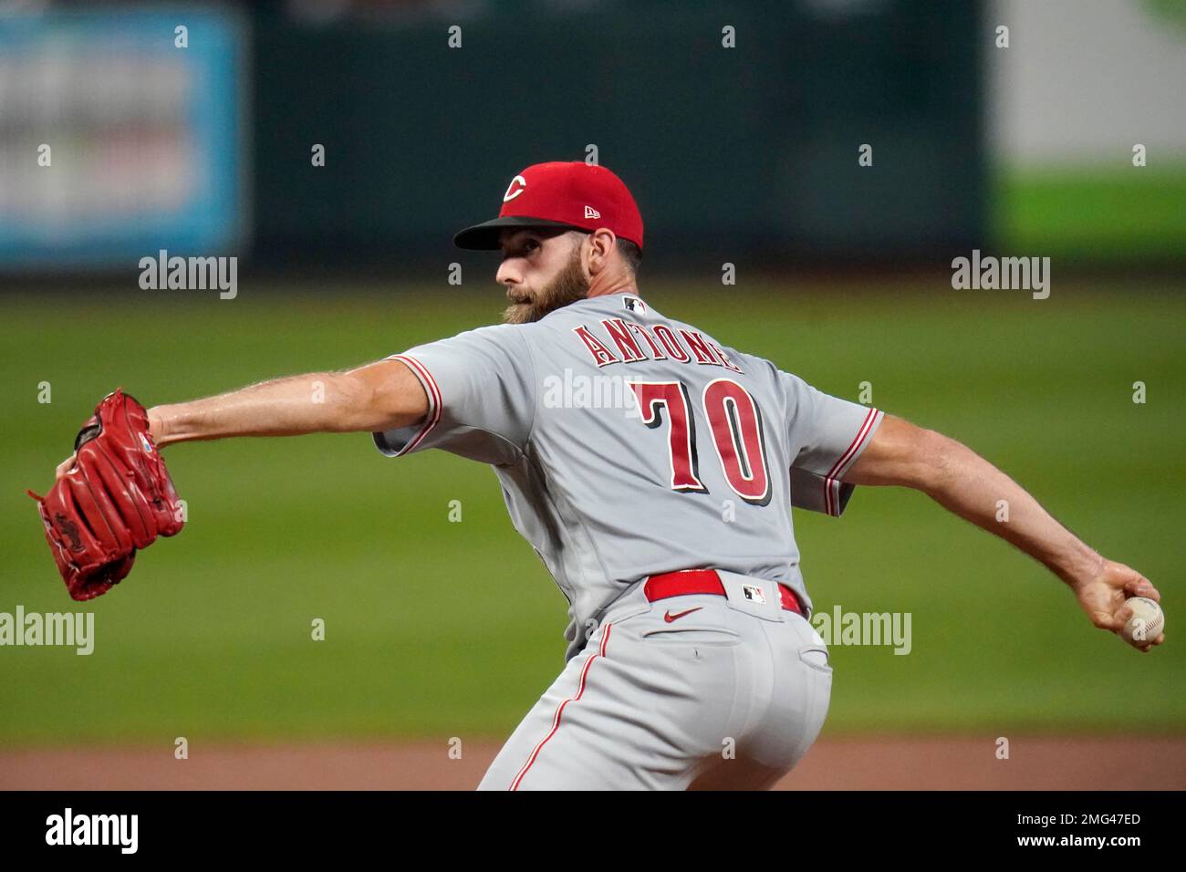 Cincinnati Reds starting pitcher Tejay Antone throws during the first ...