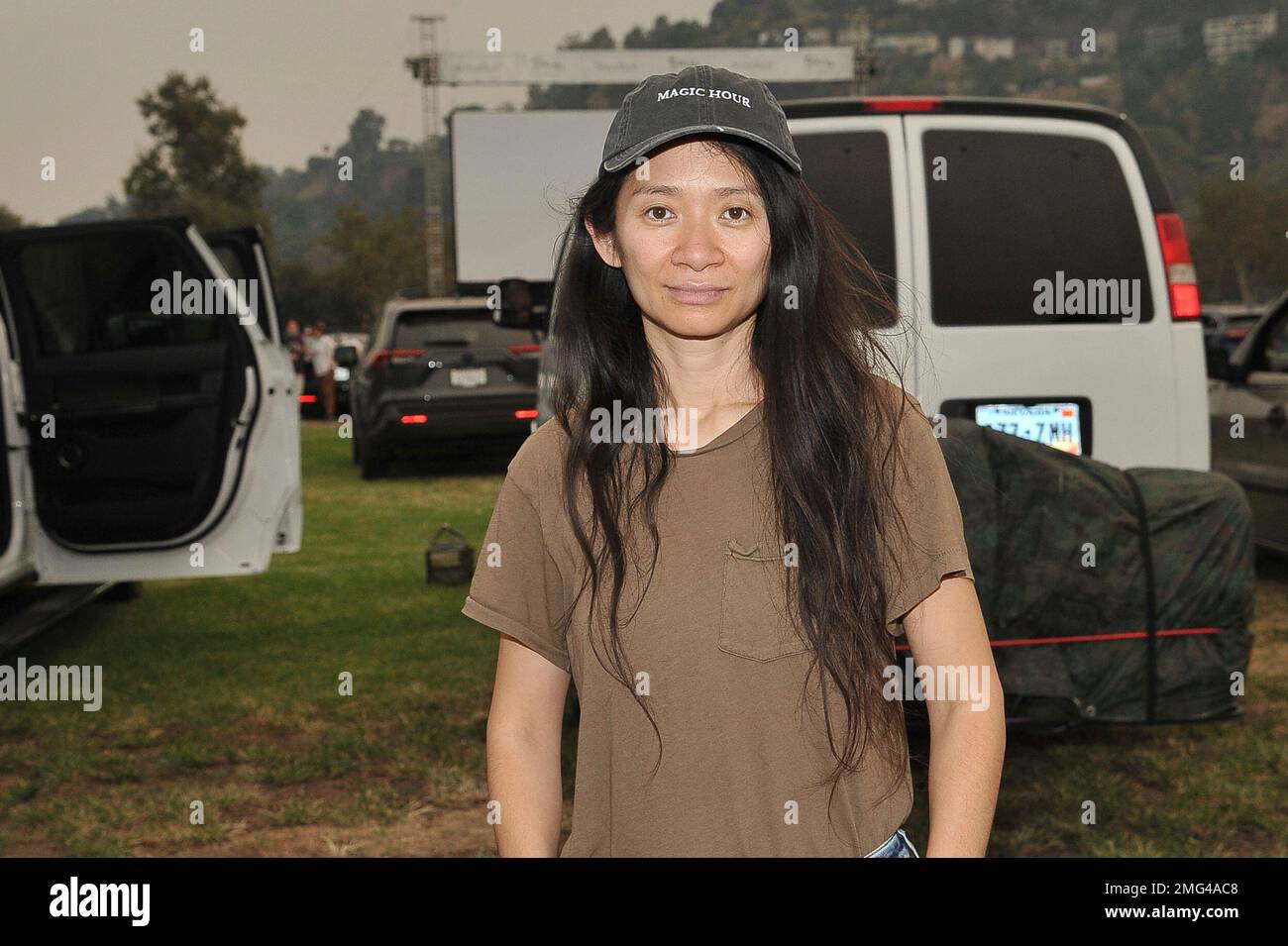 Chloe Zhao attends the Telluride from Los Angeles drive-in screening of ...