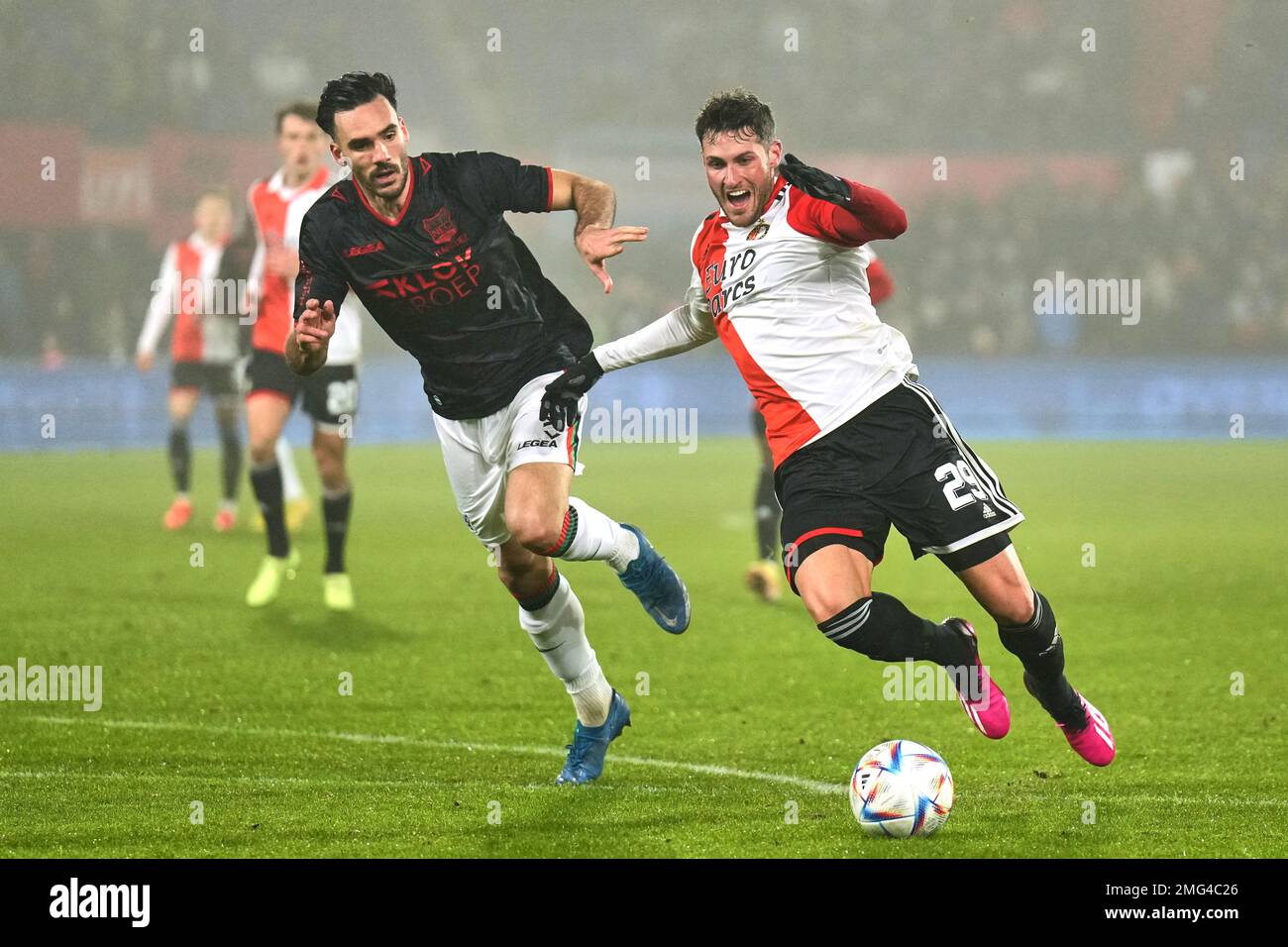 Rotterdam - Ivan Marquez of NEC Nijmegen, Santiago Gimenez of Feyenoord during the match between ...