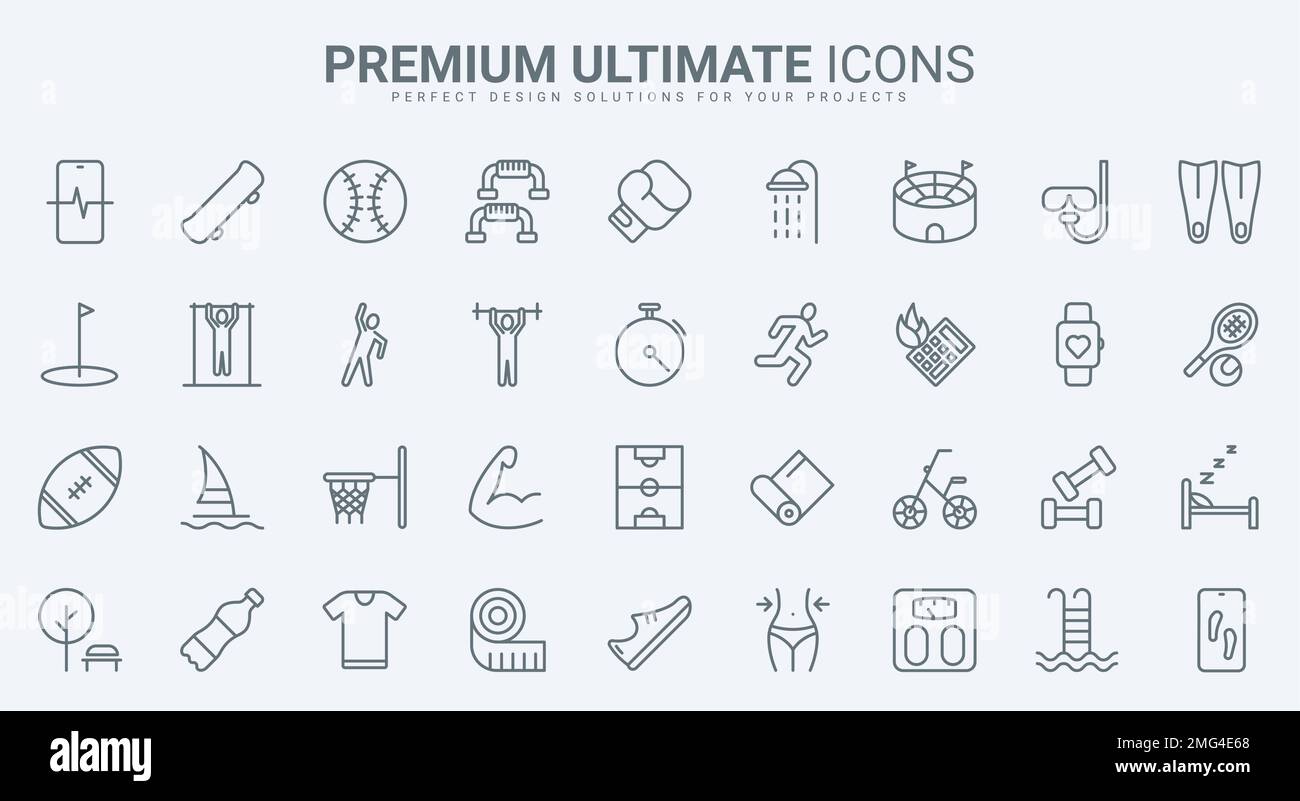 Sports workout thin line icons set vector illustration. Outline gym ...