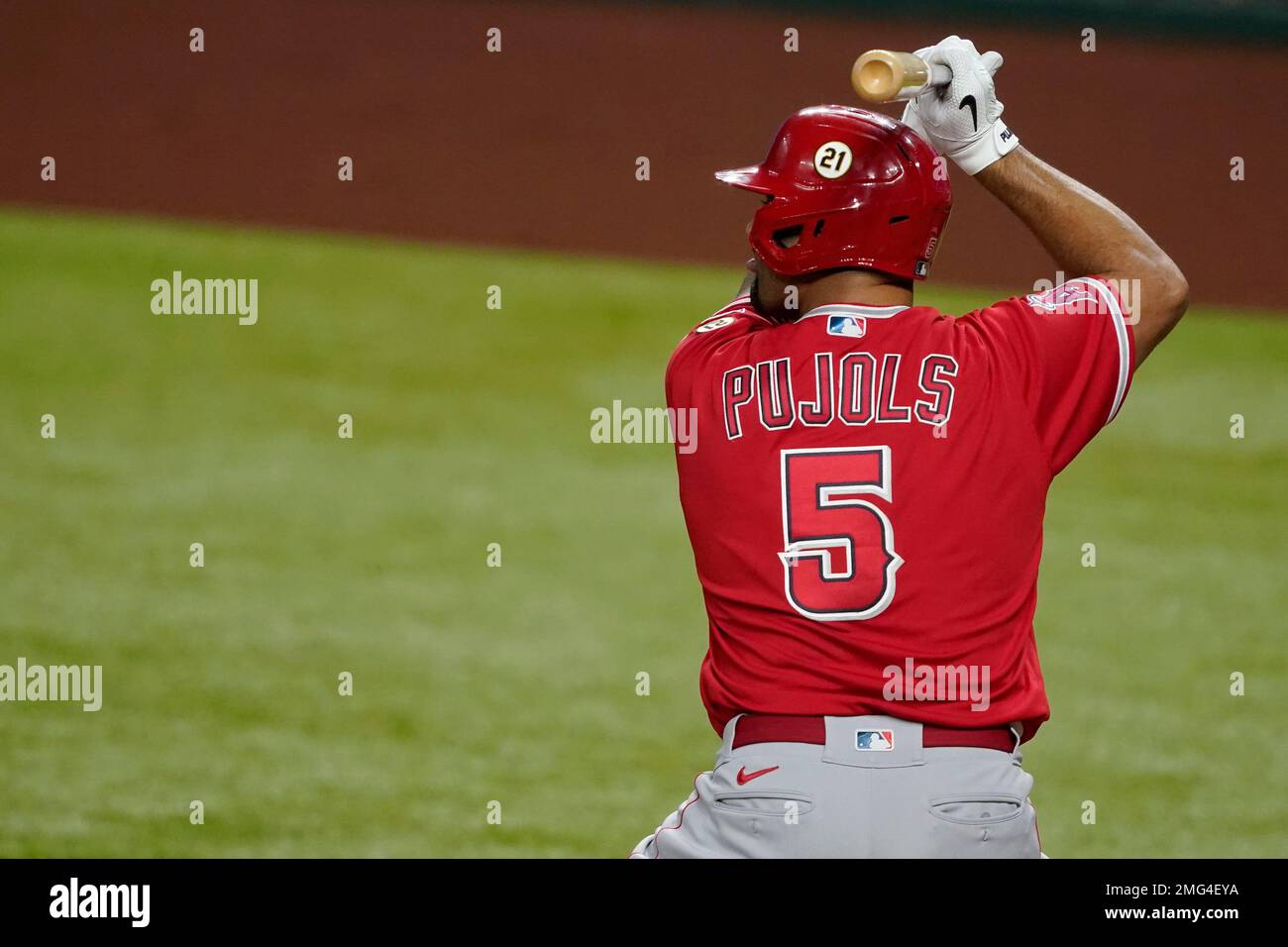 Los Angeles Angels' Albert Pujols stands in the batters box waiting on ...