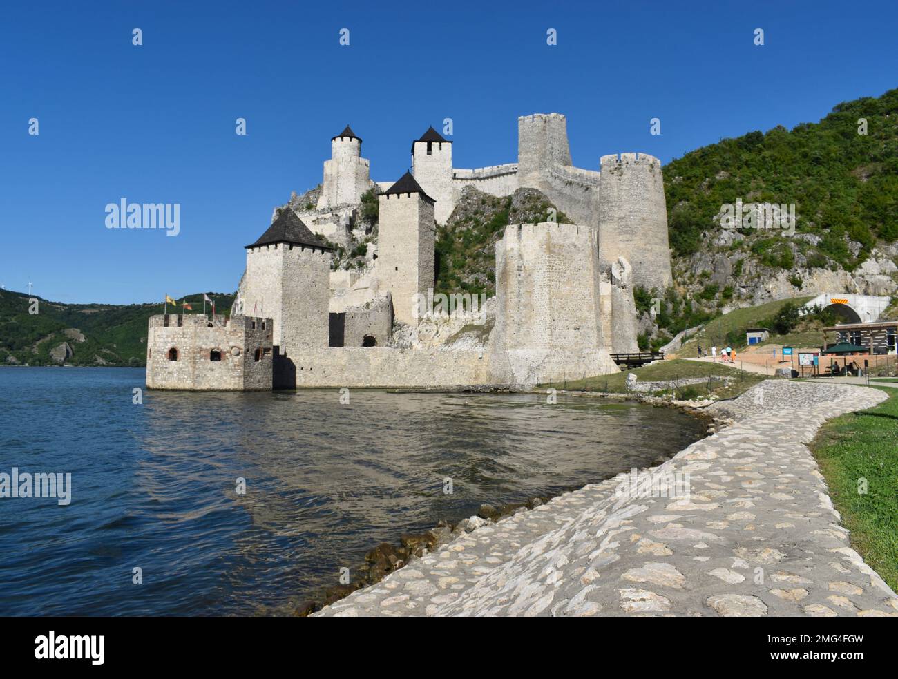 The beautiful fortress in Golubac, Serbia and Danube River Stock Photo ...