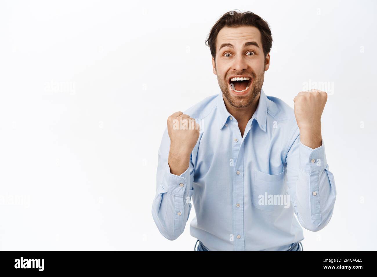 Fist pump office hi-res stock photography and images - Alamy