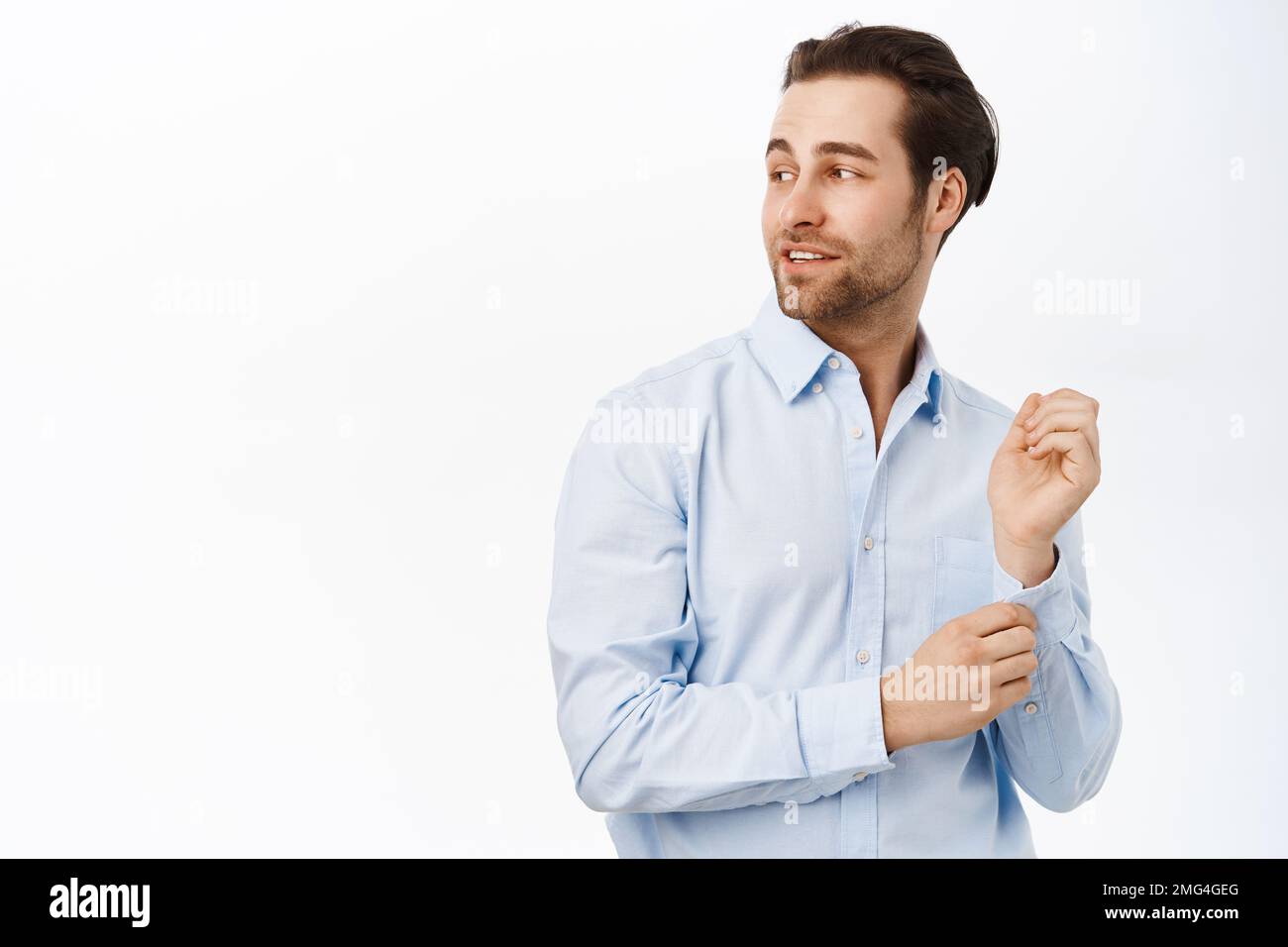 Portrait of handsome and confident businessman, adult good-looking man ...