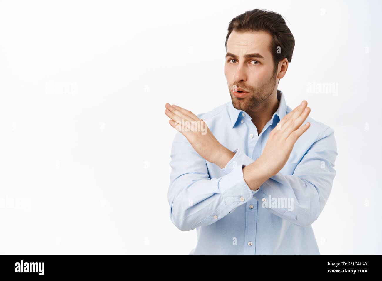 Please stop. Serious man insists on you quitting, rejecting, prohibit ...