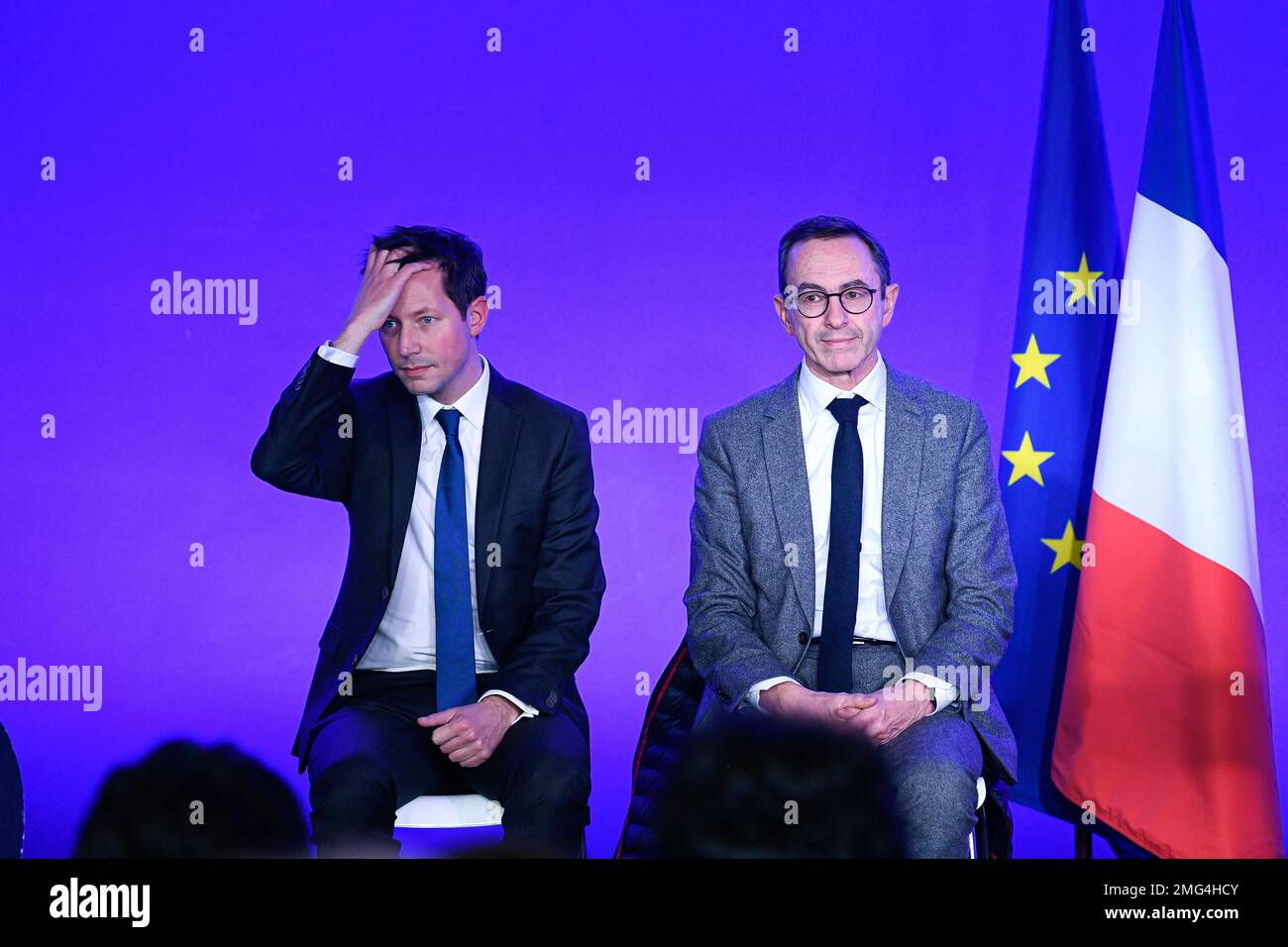 Paris, France. 24th Jan, 2023. Francois-Xavier Bellamy and Bruno ...