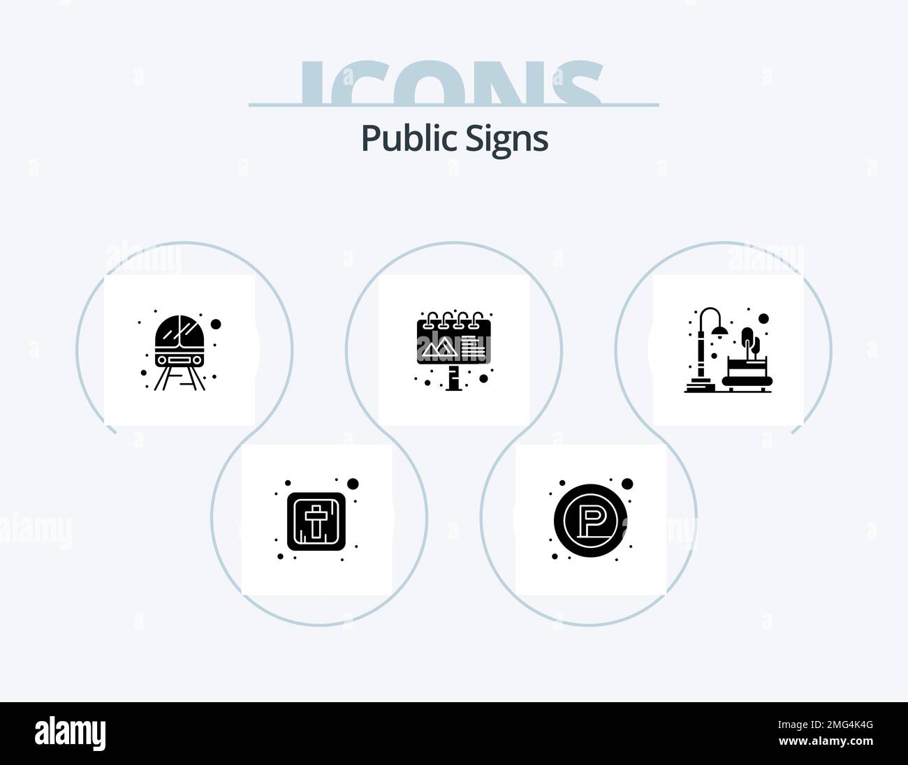 Public Signs Glyph Icon Pack 5 Icon Design. park. moon. service. city ...