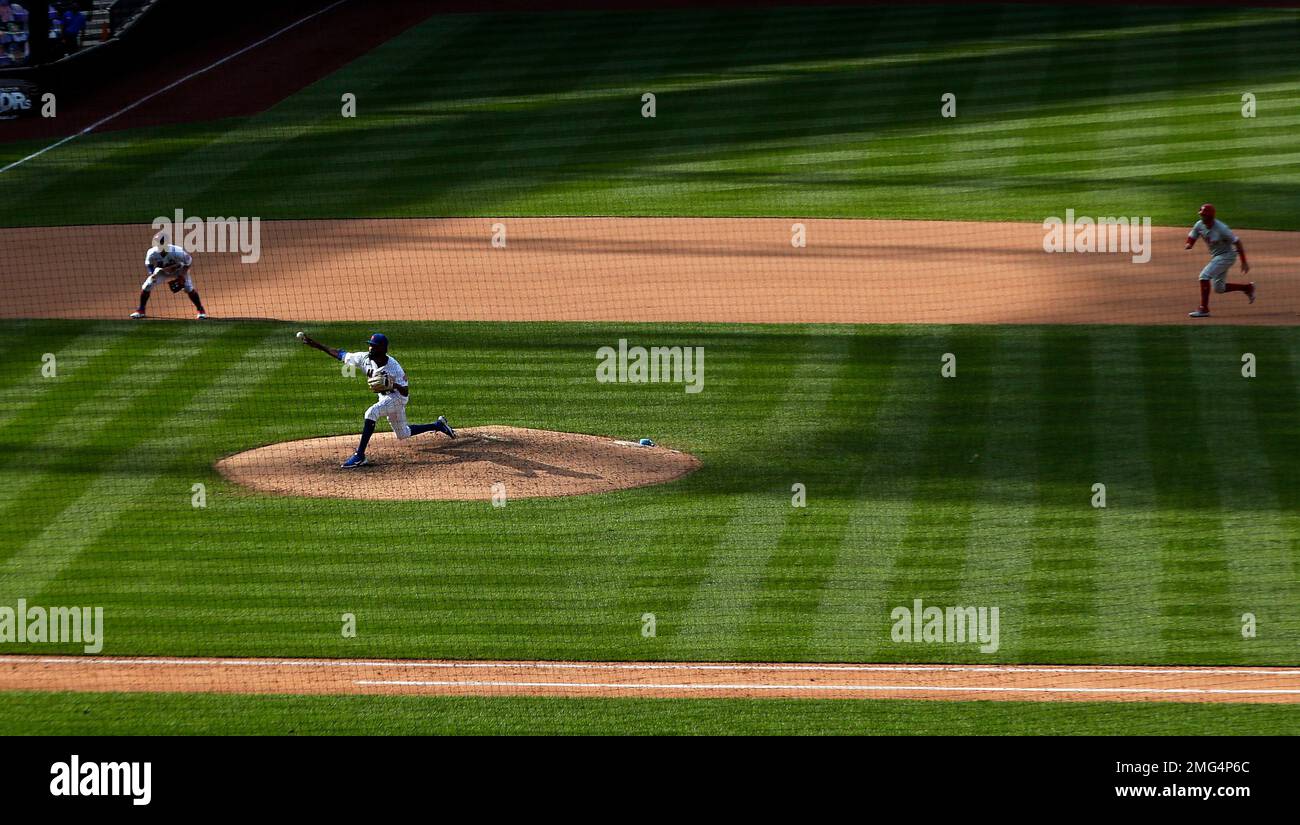 New York Mets relief pitcher Miguel Castro delivers a pitch during the ...