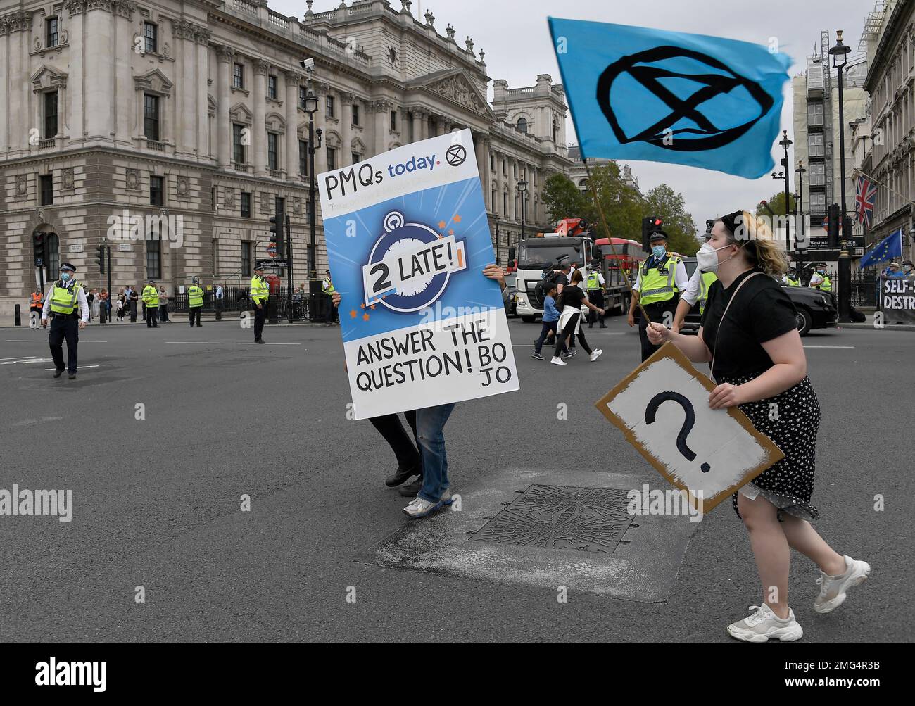 Protesters try to block the road by Parliament Square during an ...