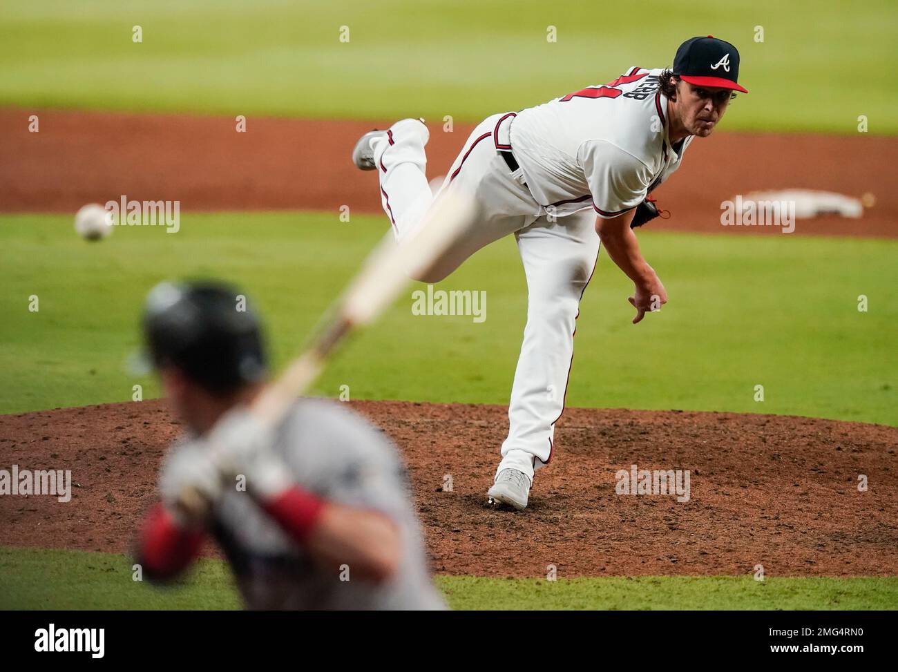 Atlanta Braves pitcher Jacob Webb delivers during a baseball game ...