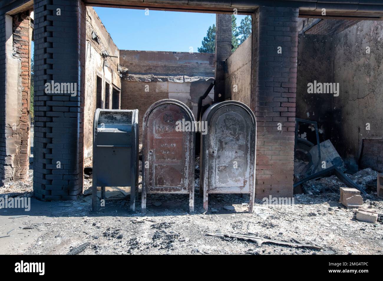 The Malden post office destroyed by wildfire is shown Tuesday, Sept. 8 ...