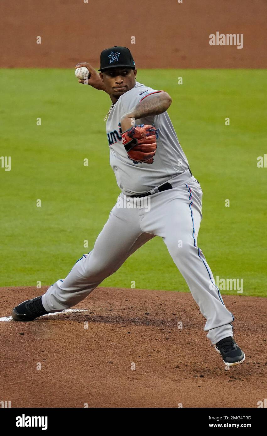 Miami Marlins starting pitcher Sixto Sanchez delivers during the first ...