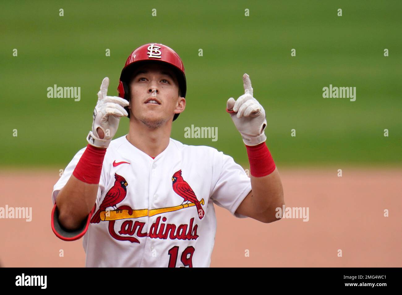 St. Louis Cardinals' Tommy Edman celebrates after hitting a two-run ...