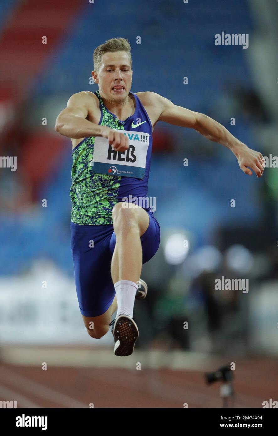 Max Heb of Germany competes in triple jump men at the Golden Spike ...