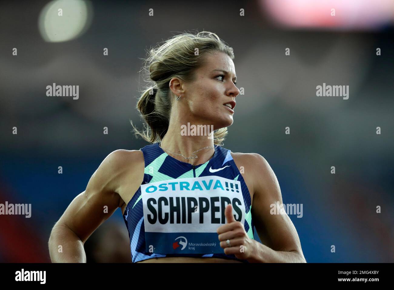 Dafne Schippers of the Netherlands competes in 150 meters at the Golden ...