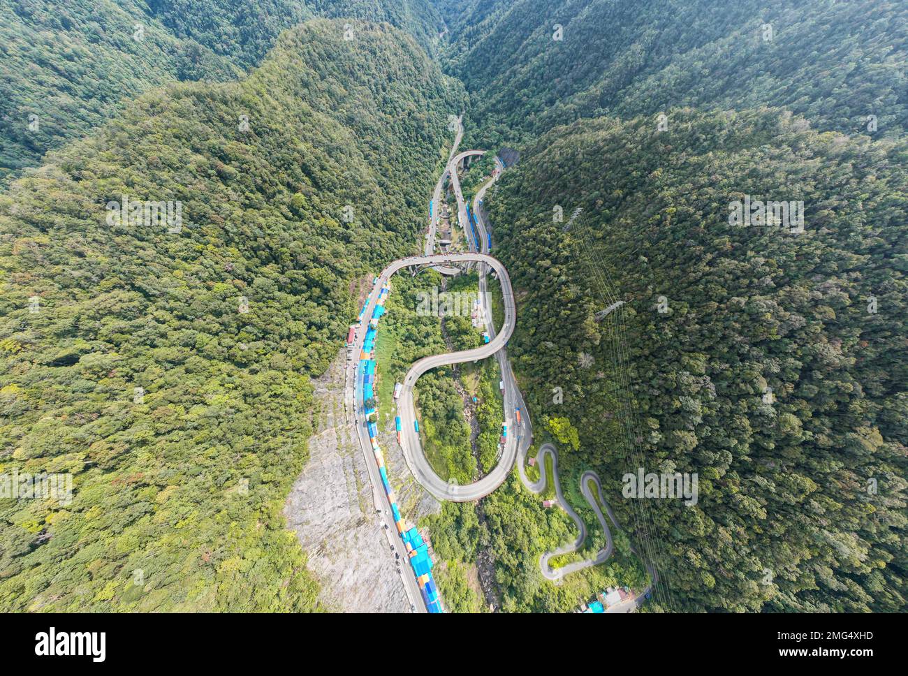 Aerial view of Kelok 9 bridge West Sumatra. Payakumbuh, Indonesia ...