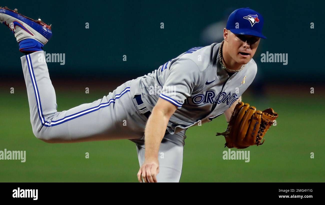 Toronto Blue Jays' Chase Anderson pitches during the first inning of a ...