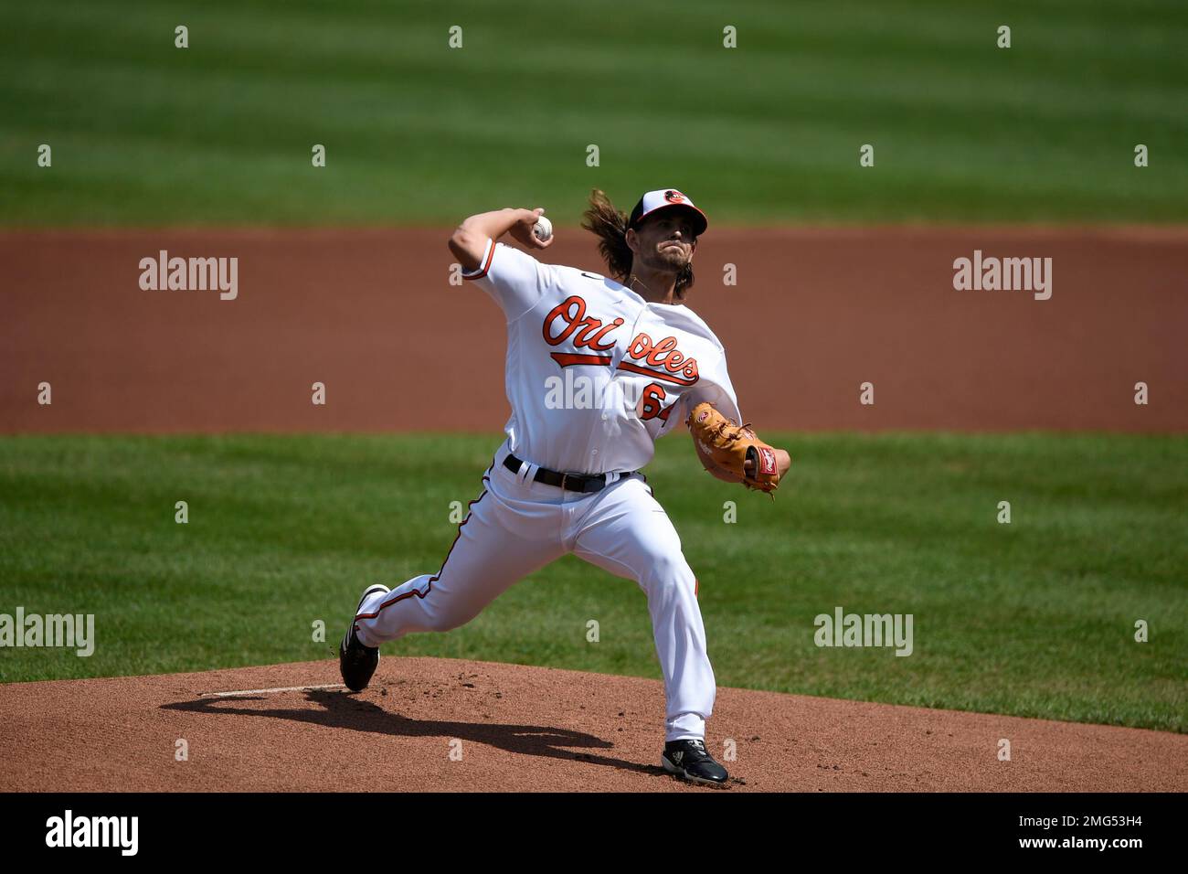 Baltimore Orioles pitcher Dean Kremer delivers a pitch against the New ...