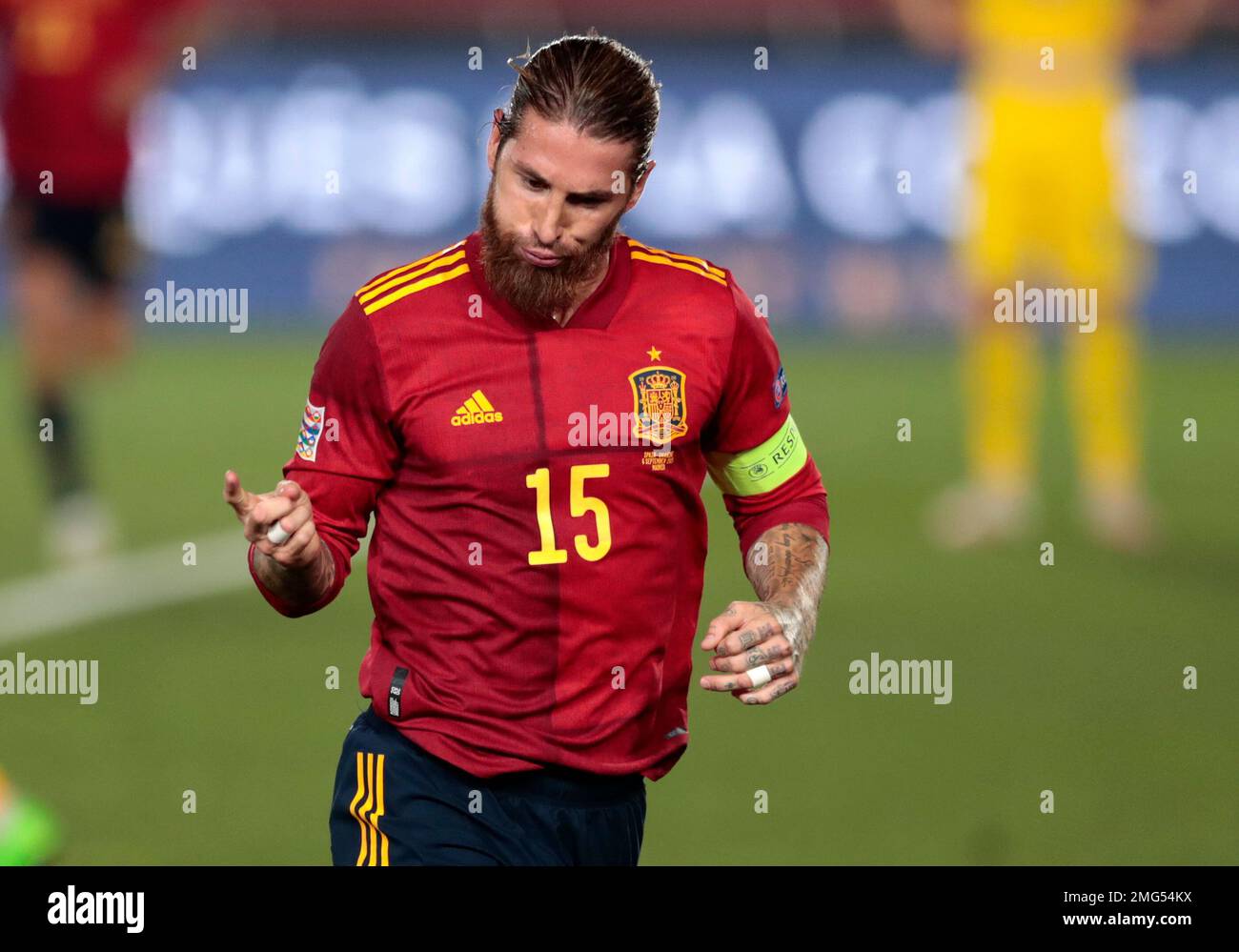 Spain's Sergio Ramos celebrates after scoring his team's second goal ...