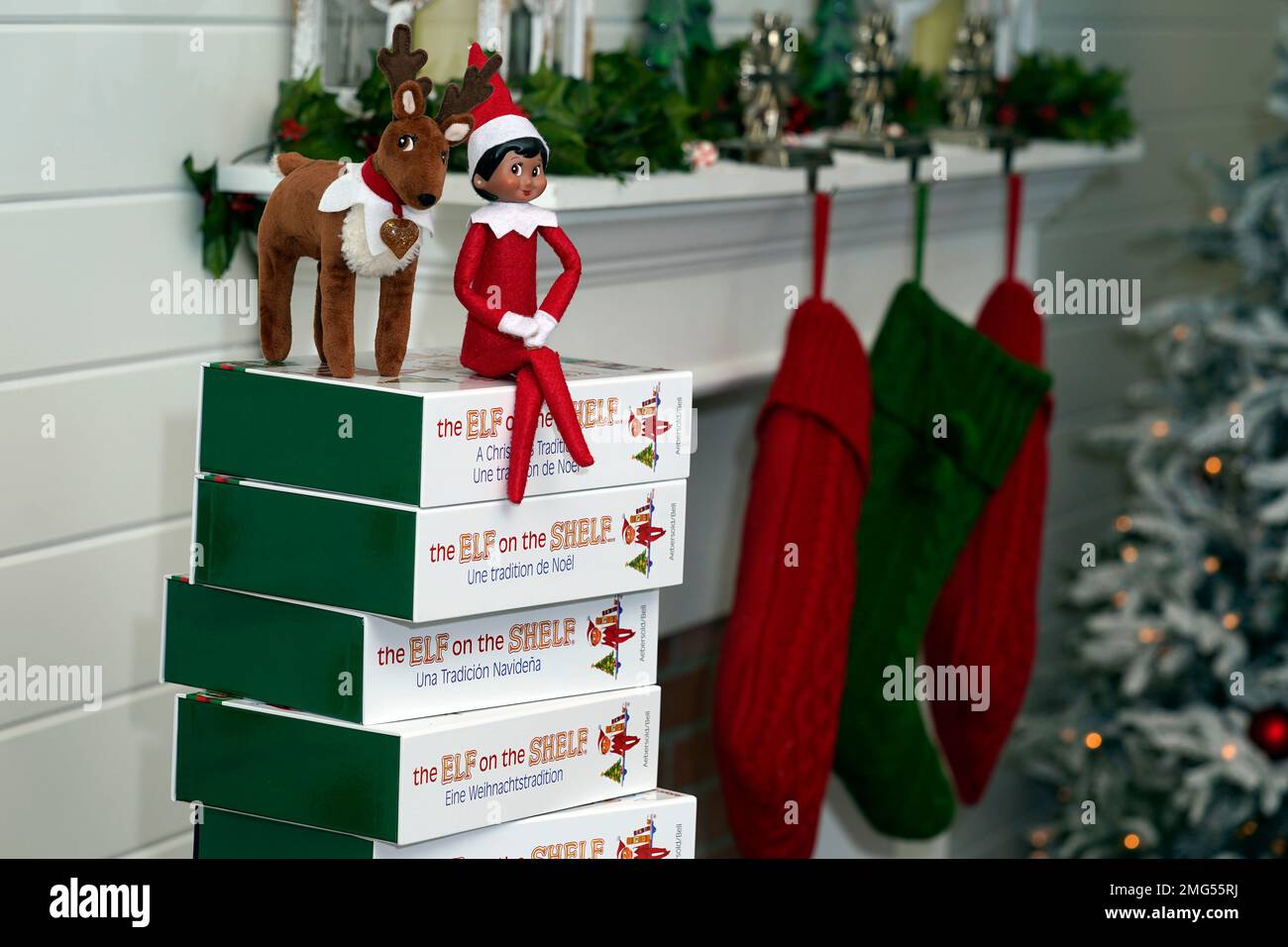 Elf on the Shelf figures are displayed at the company's studio Thursday ...