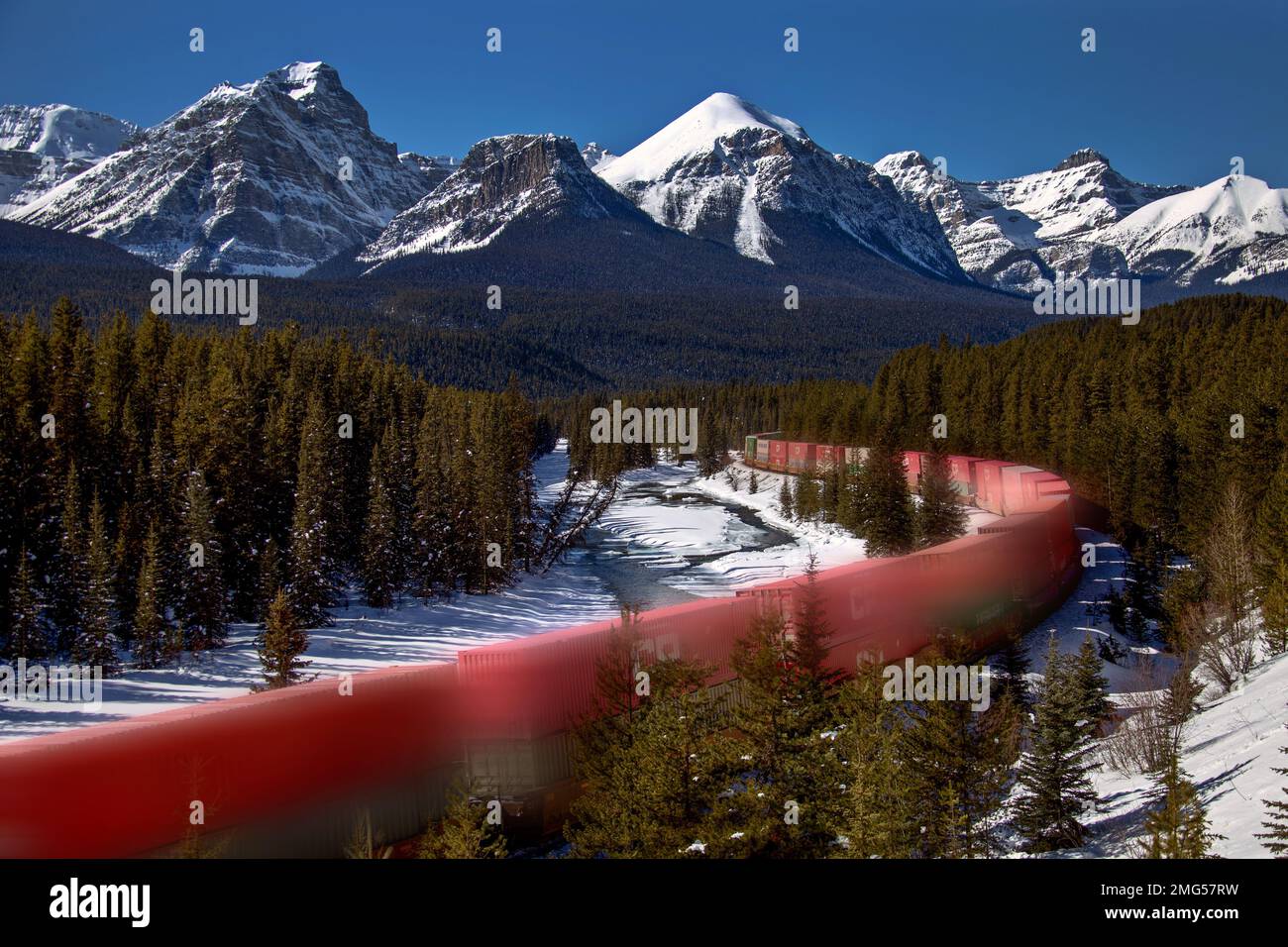Blurred Train Mountains Banff National Park Canada Stock Photo - Alamy