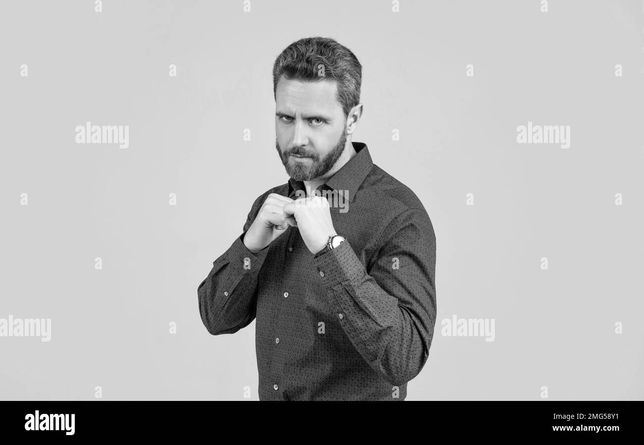 Using force in self-defense. Standing in defensive position. Fighting ...