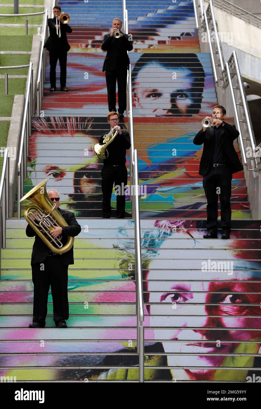 Musicians with the Royal Philharmonic Orchestra play on the Spanish ...