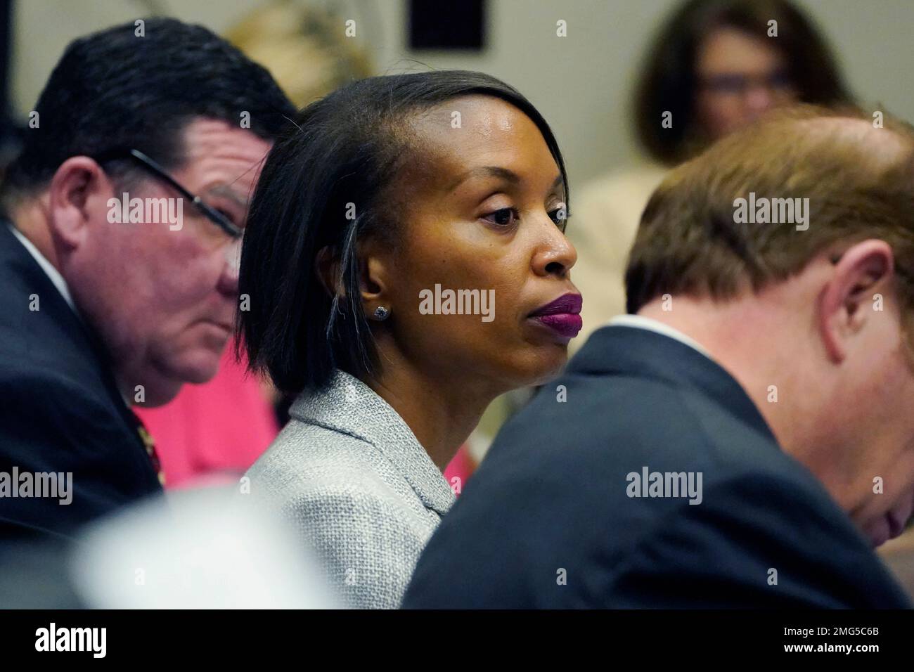 Rep. Angela Cockerham, I-Magnolia, listens to discussion during a ...