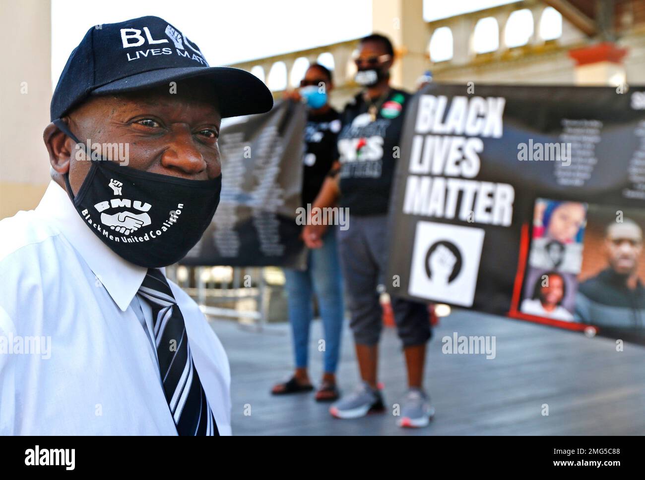Community activist Steve Young stands in front of Boardwalk Hall during ...