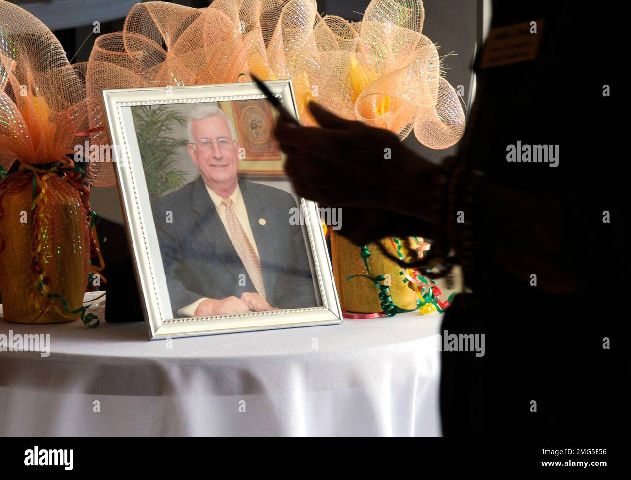 A person entering a memorial service for Mayor Billy Joe Driver in ...