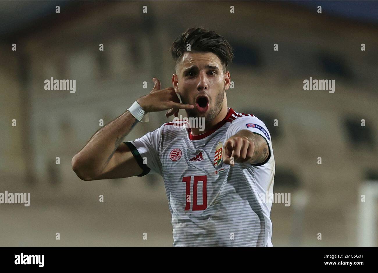 Hungary's Dominik Szoboszlai celebrates after scoring during the UEFA ...