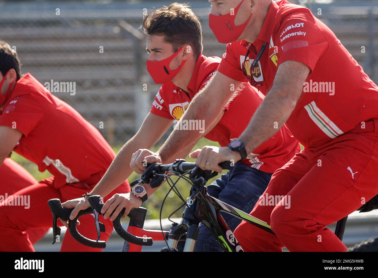 Ferrari driver Charles Leclerc of Monaco bikes at the Monza racetrack ...