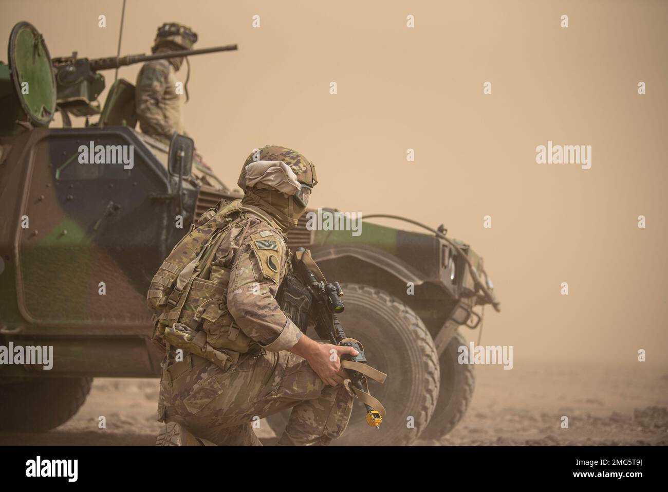 A U.S. Army National Guard Soldier assigned to Task Force Red Dragon ...