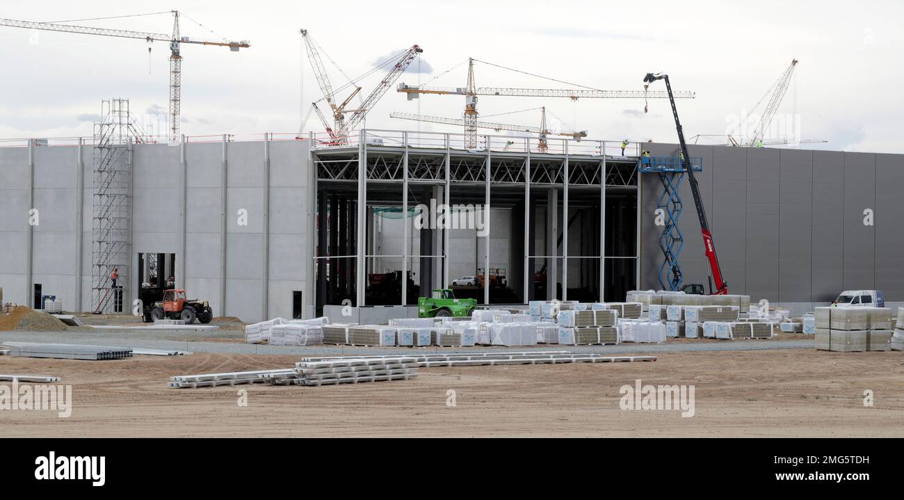 Exterior view of a factory building at the construction site of the new ...