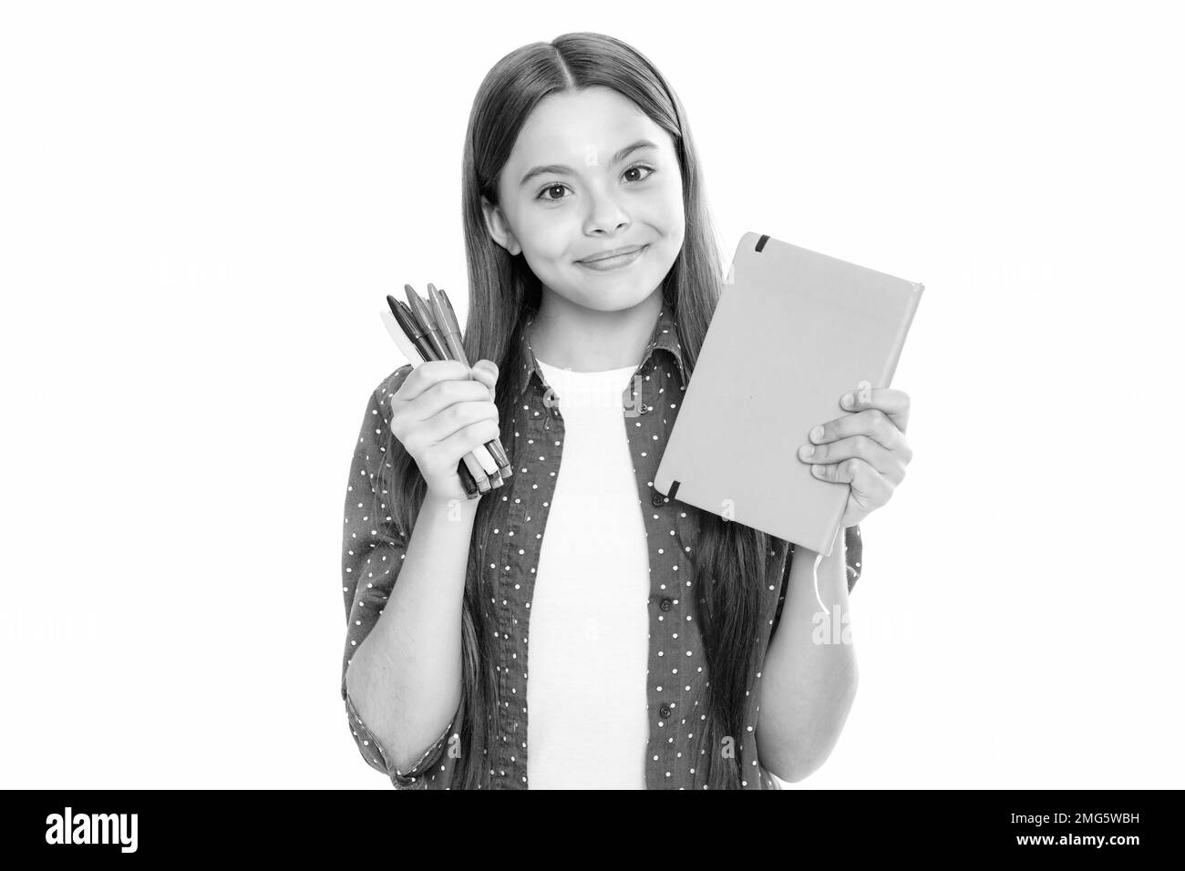 Teenager school girl study with books. Learning knowledge and kids ...