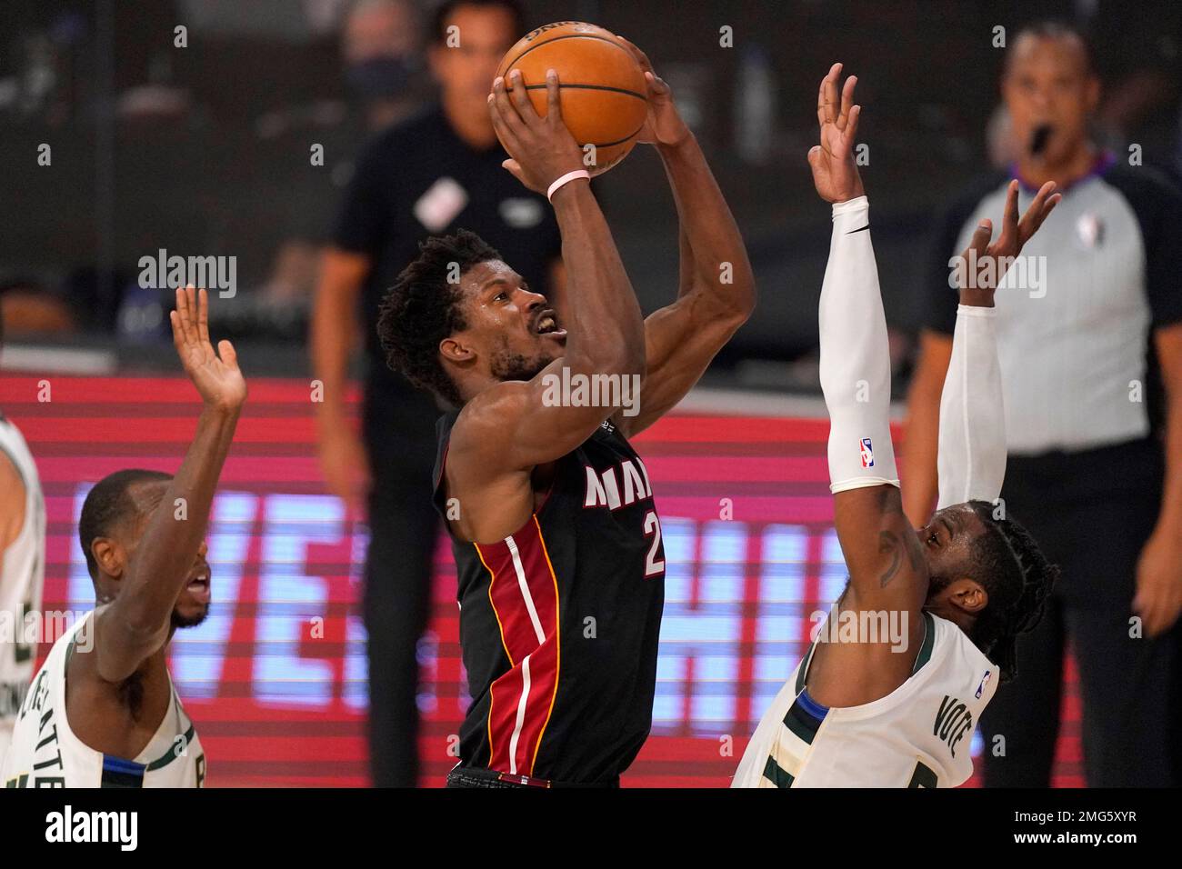 Milwaukee Bucks' Khris Middleton, left, and Wesley Matthews, right ...