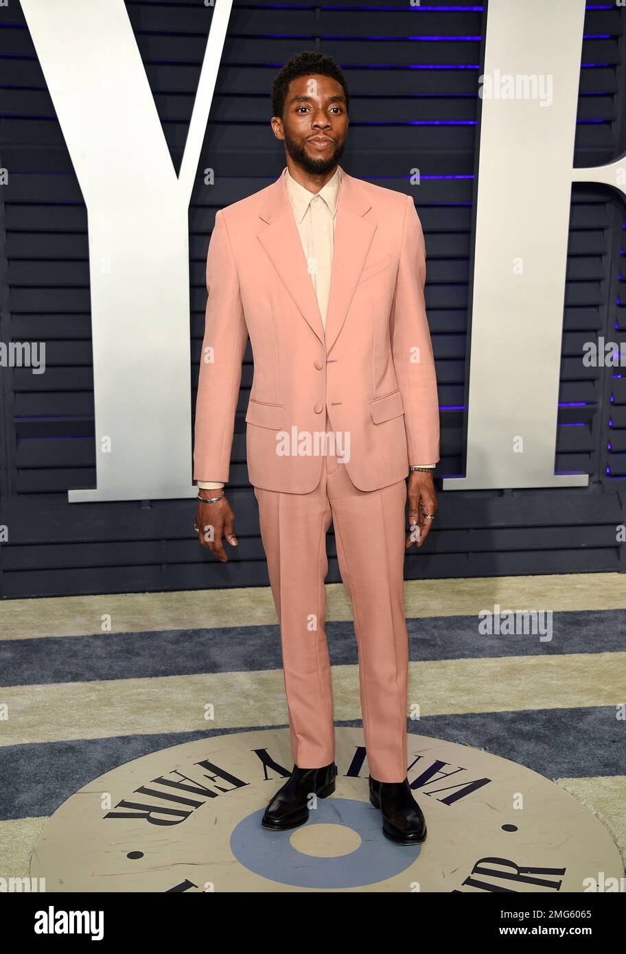 Actor Chadwick Boseman arrives at the Vanity Fair Oscar Party on Sunday ...
