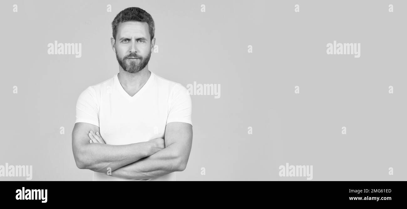 The man who has confidence in himself. Confident man grey background ...