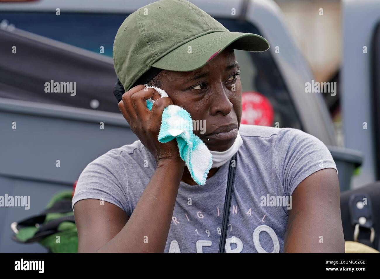 Linda Smoot, who evacuated from Hurricane Laura in a pickup truck with ...
