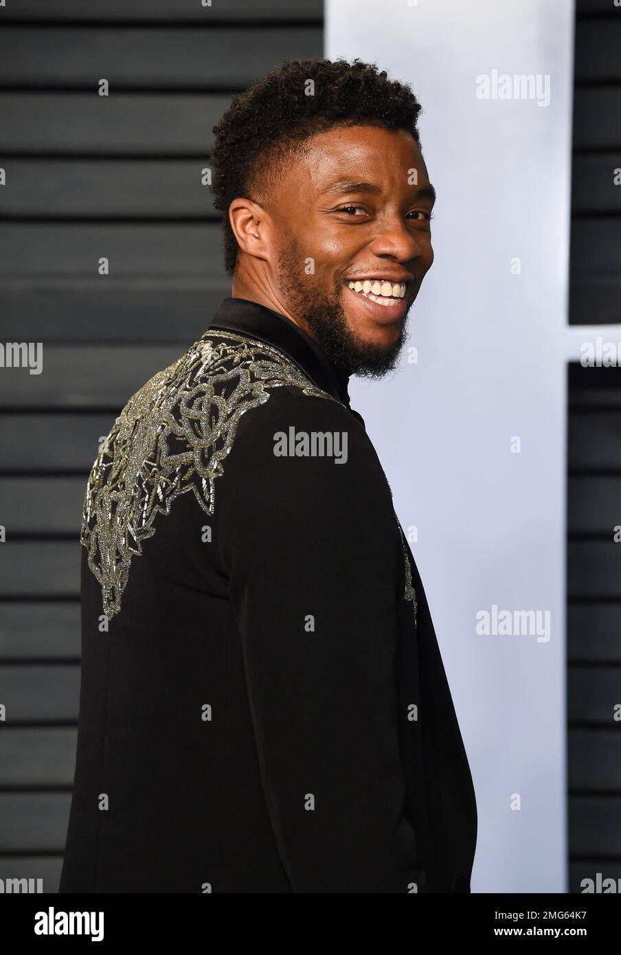 Chadwick Boseman arrives at the Vanity Fair Oscar Party on Sunday ...