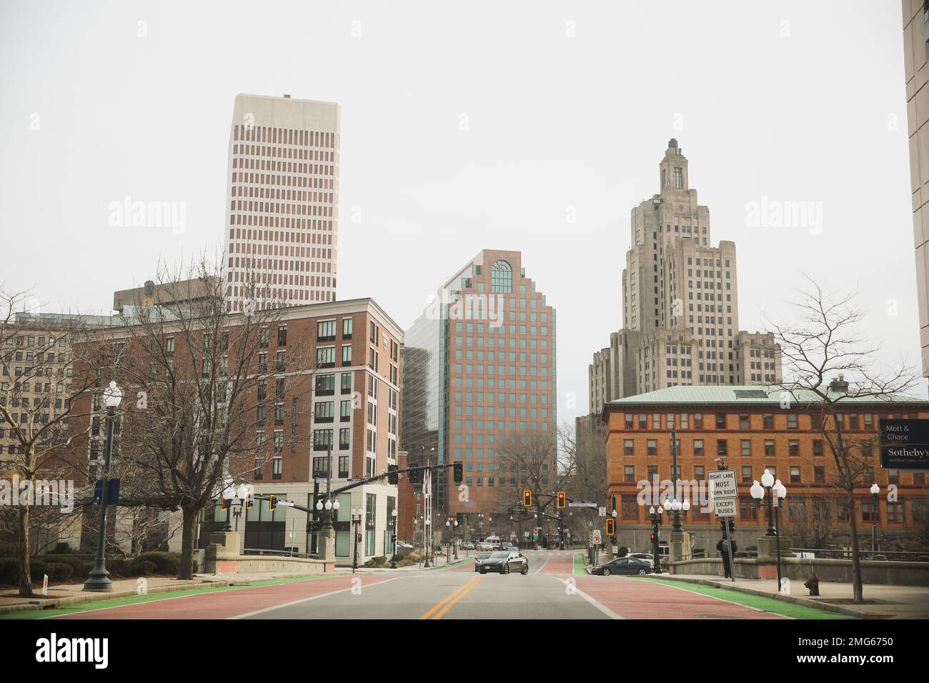 Street photos Rhode Island Providence urban buildings driving Stock ...