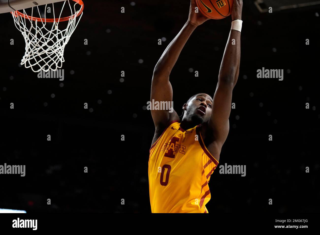 Iowa State forward Tre King grabs a rebound during the second half of ...