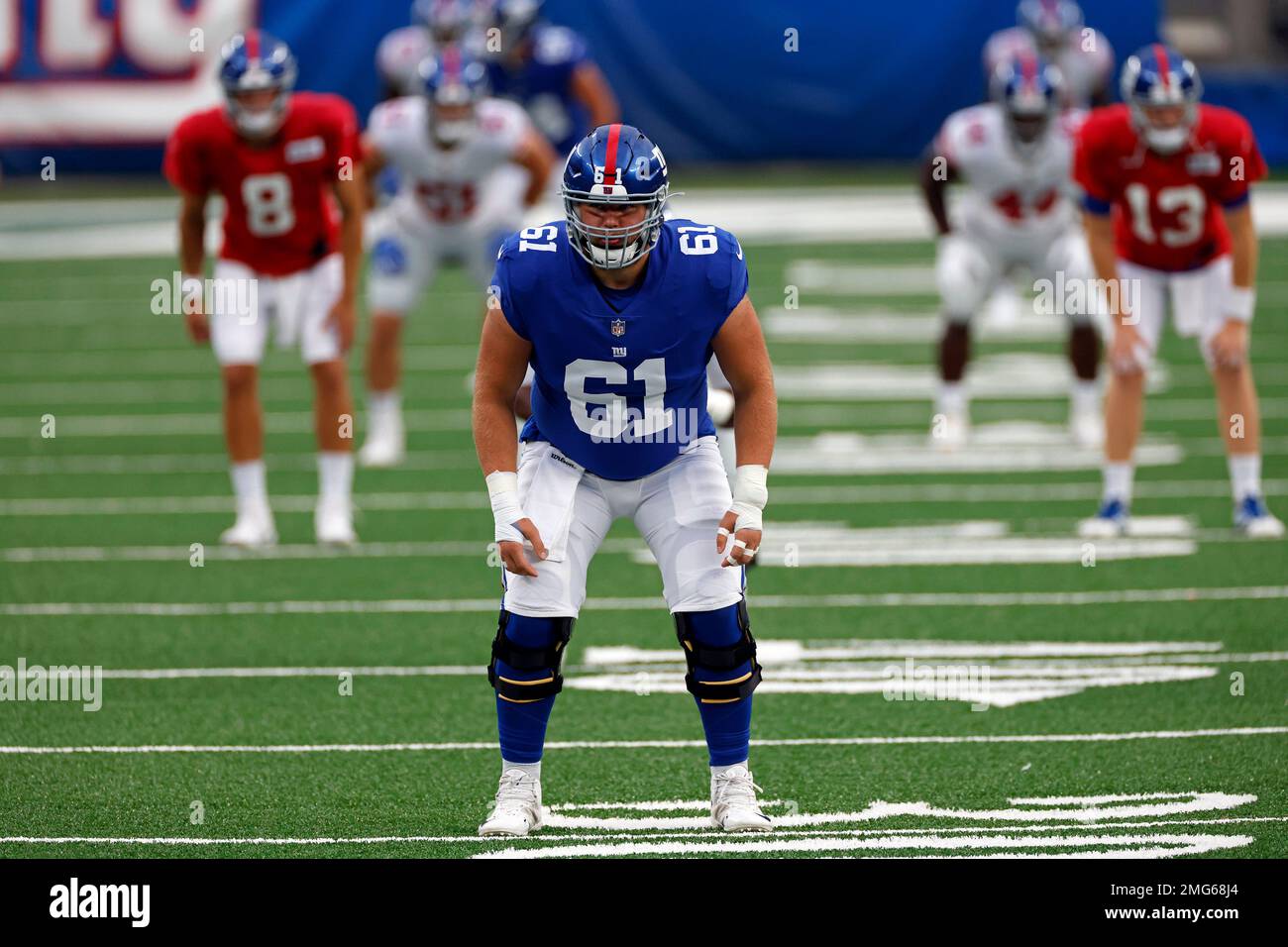 New York Giants offensive tackle Tyler Haycraft (61) stretches with ...