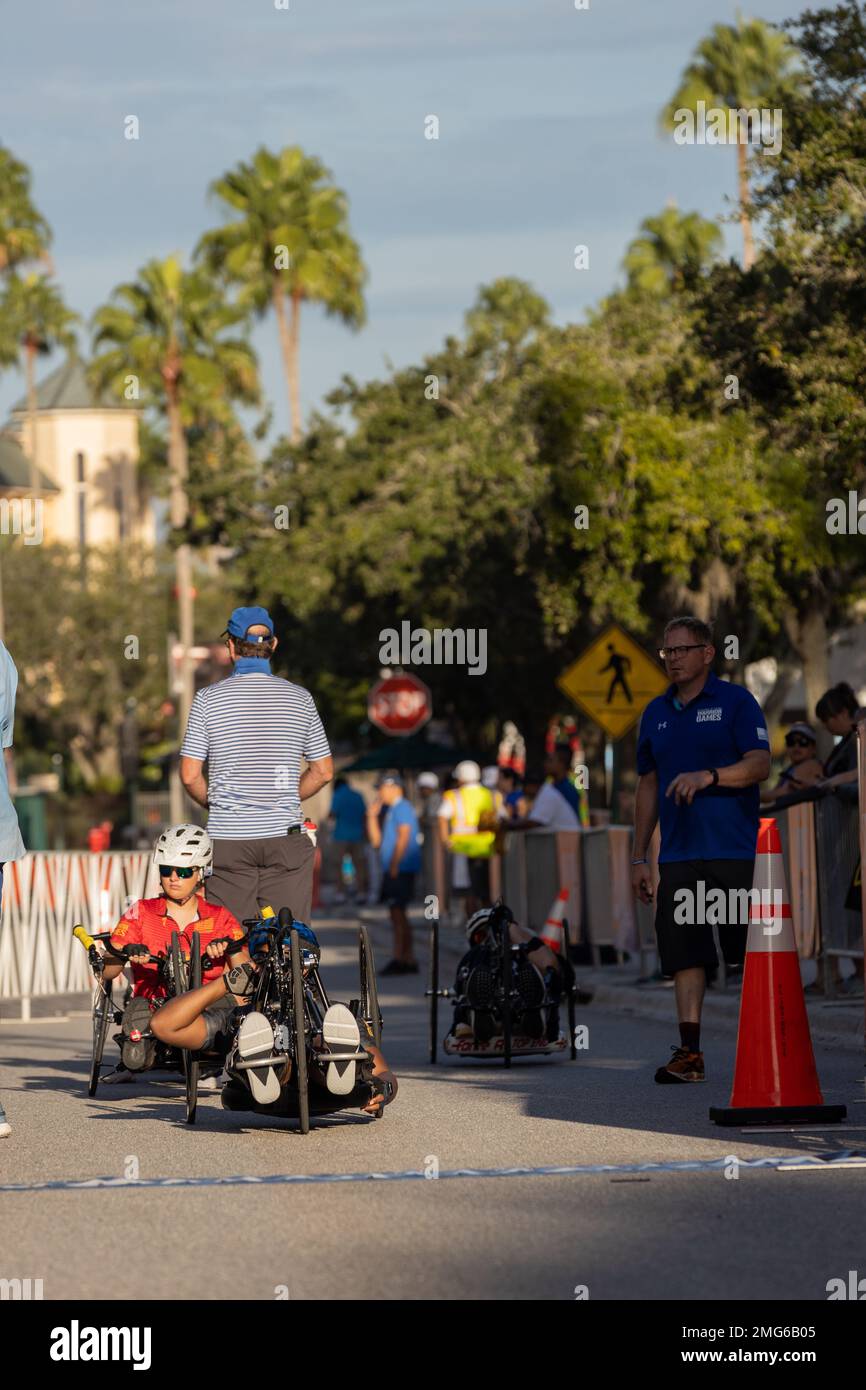 U.S. Army Pfc. Corine Hamilton approaches the starting line for her ...