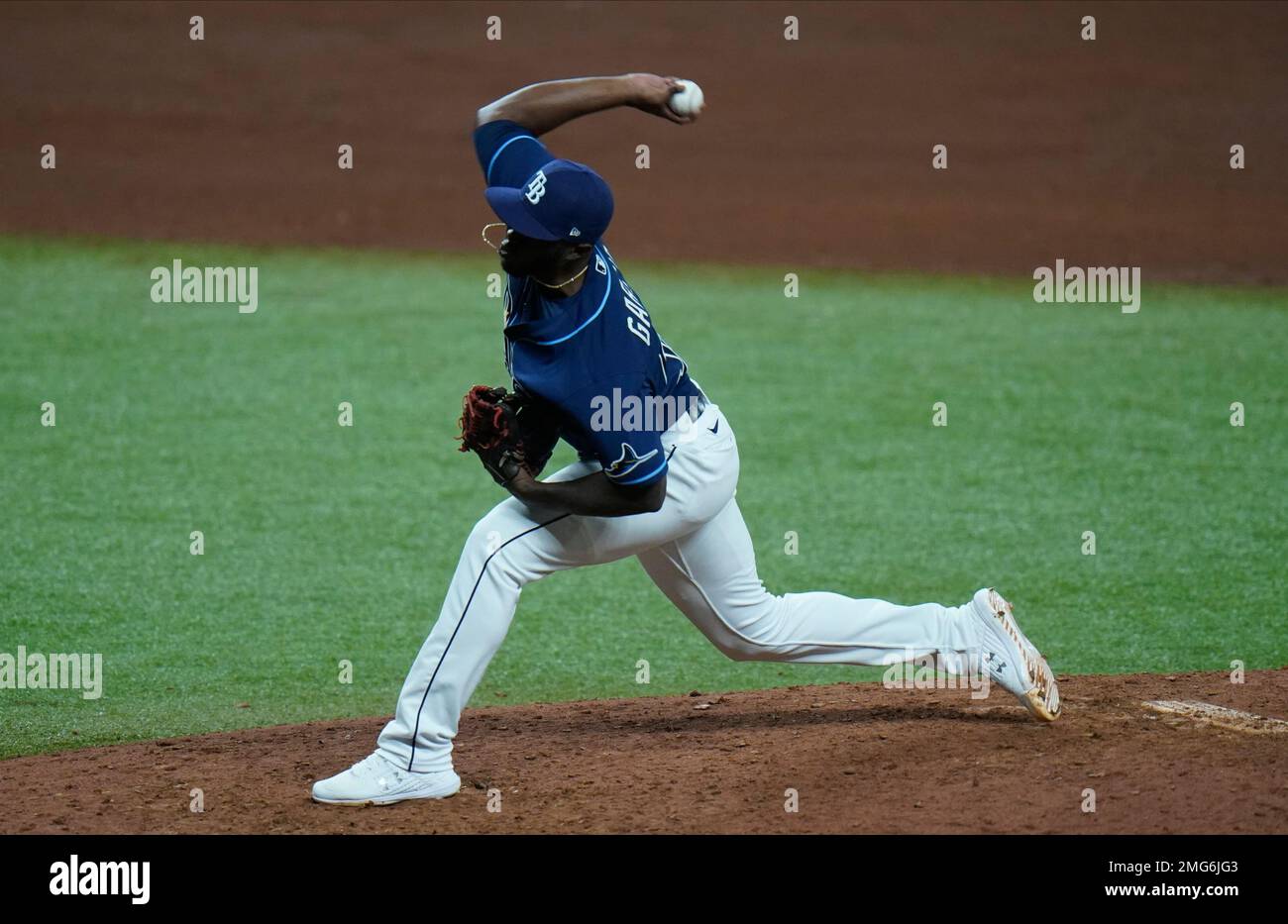 Tampa Bay Rays pitcher Edgar Garcia during the ninth inning of a ...