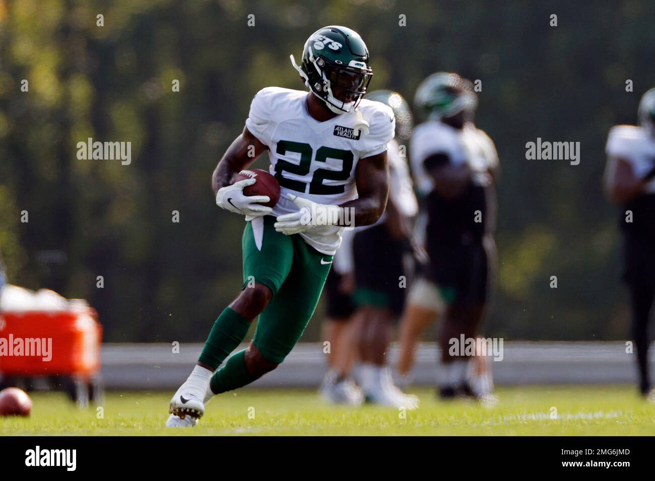 New York Jets running back La'Mical Perine (22) during a practice at ...
