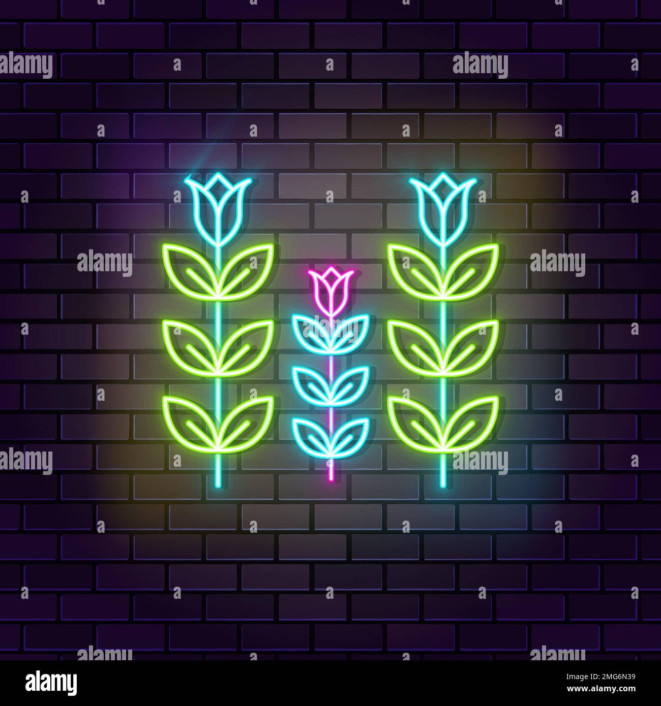 Startup, business, chart neon vector icon on dark wall background. Neon ...