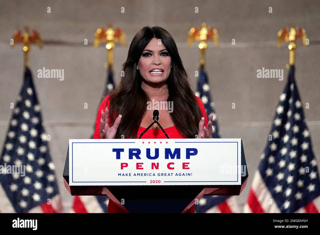 Kimberly Guilfoyle speaks as she tapes her speech for the first day of ...
