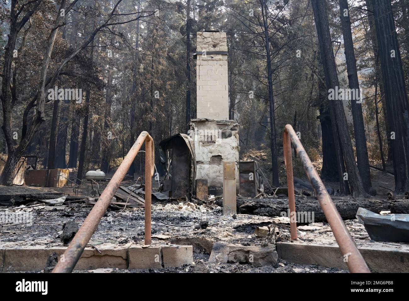 The fire-ravaged park headquarters building is seen after the CZU ...