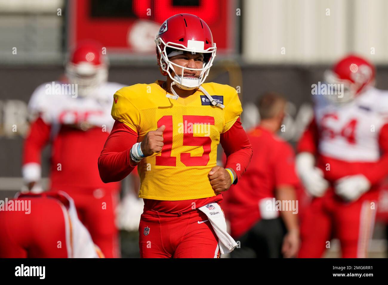 Kansas City Chiefs quarterback Patrick Mahomes runs during an NFL ...